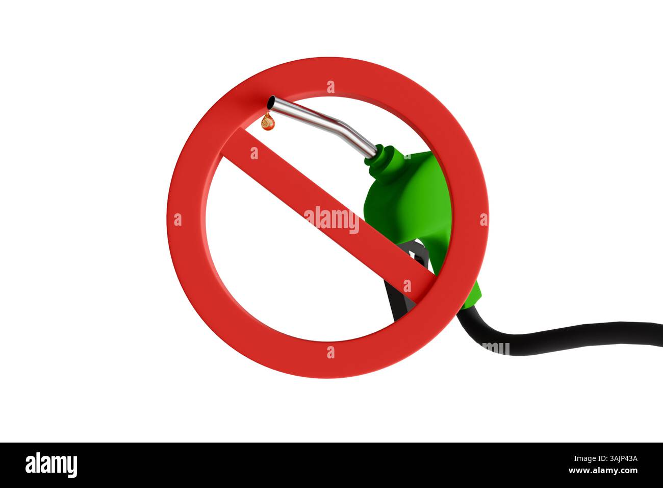 3D model of a gasoline gun and a drop of gasoline and a stop sign on a ...