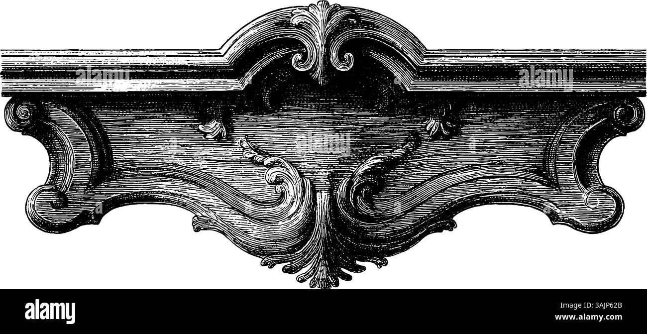 Vintage baroque wood carving design with ornate scrollwork detailing ...