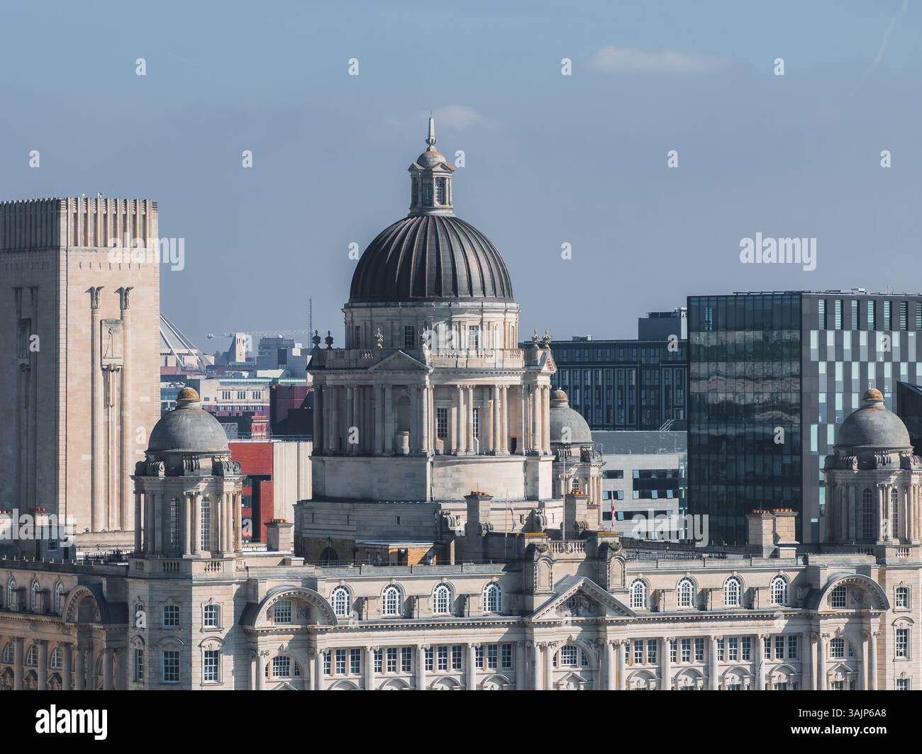 Aerial View of Liverpool Featuring Port of Liverpool Building Stock ...