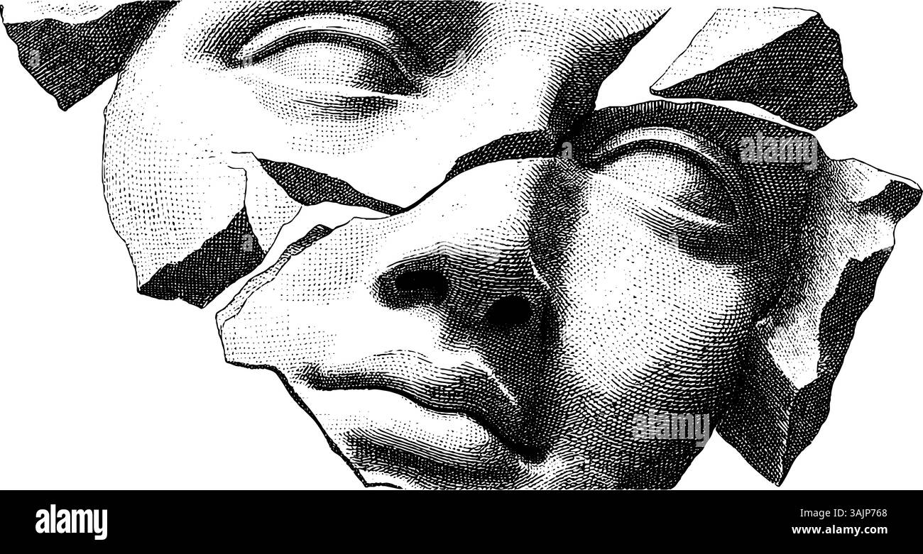 Fragmented stone face sculpture with textured detail Stock Vector Image ...