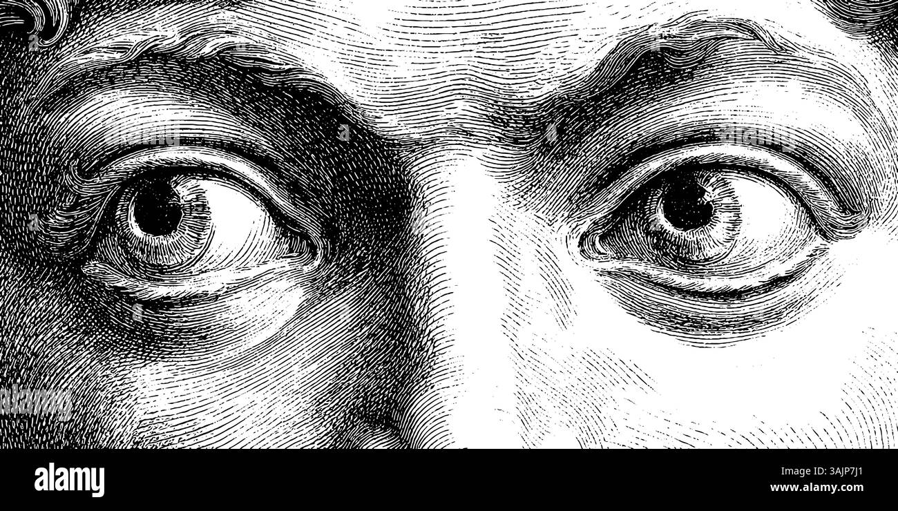 Vintage etching of human eyes with intricate details Stock Vector Image ...