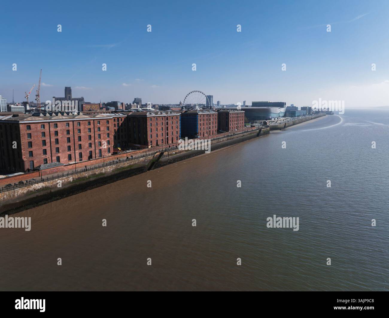 Aerial View of Liverpool's Albert Dock and Waterfront Landmarks Stock ...