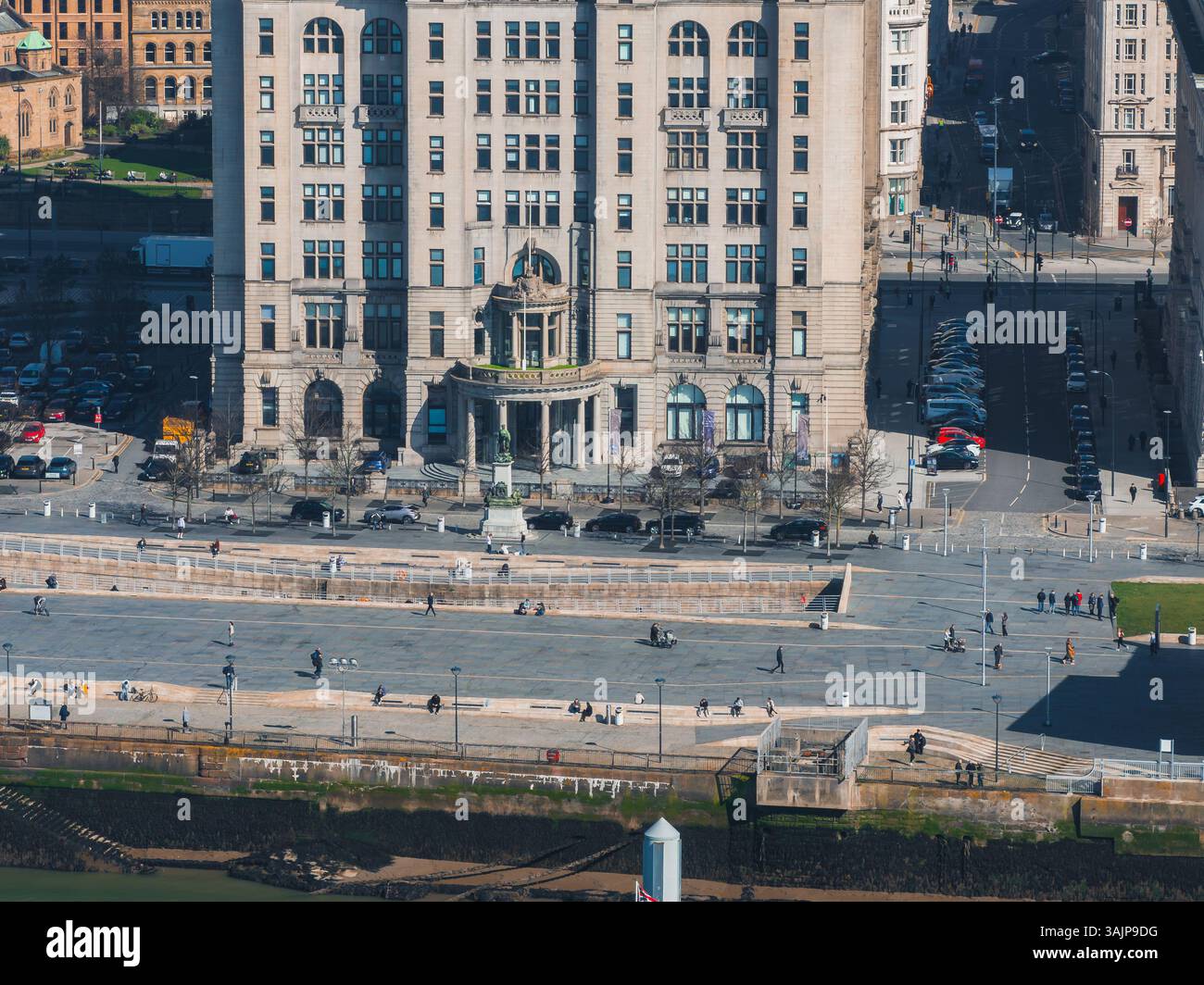 Aerial View of Liverpool Featuring the Port of Liverpool Building Stock ...