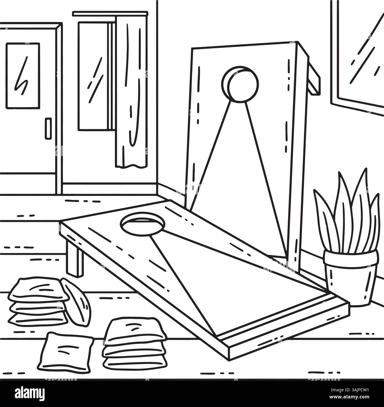 Cornhole Board and Bags Coloring Page for Kids Stock Vector Image & Art ...