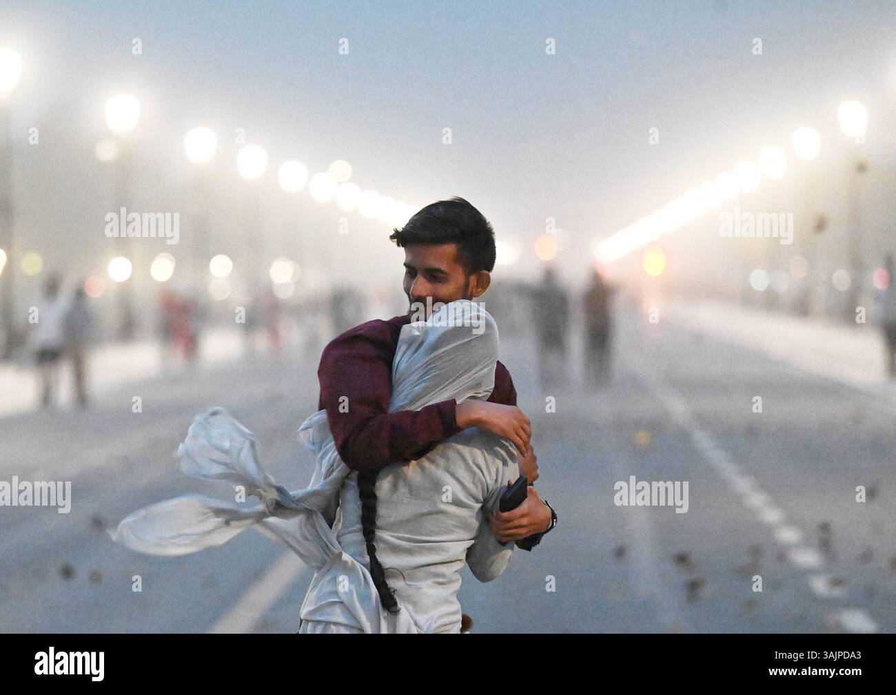 NEW DELHI, INDIA - APRIL 11: Tourists seen during a severe dust storm ...