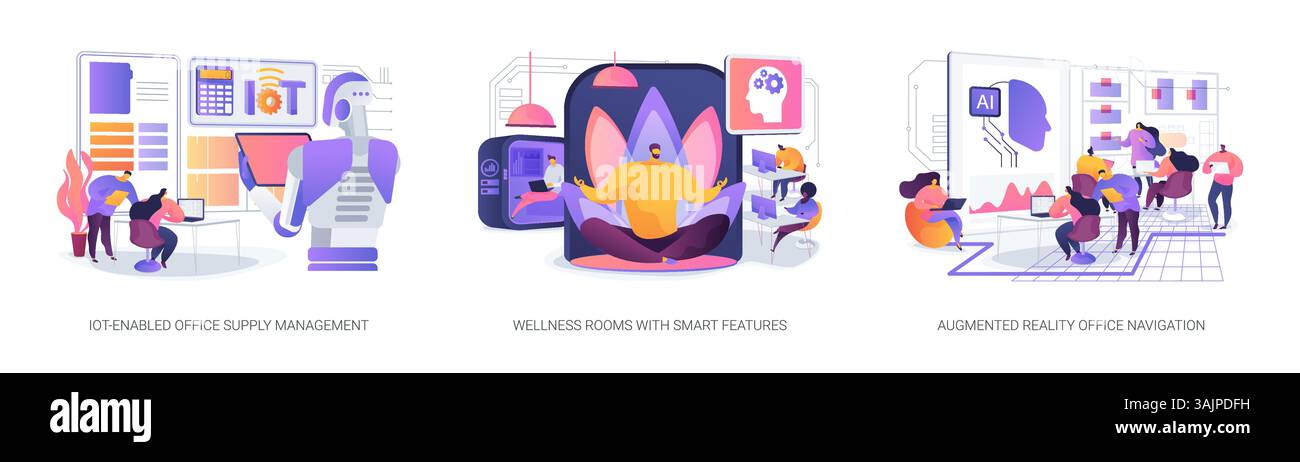 AI and Smart Tech Enhancing Work Efficiency abstract concept vector illustrations Stock Vector ...