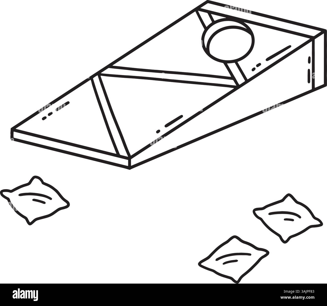 Cornhole Board and Bags Isolated Coloring Page Stock Vector Image & Art ...