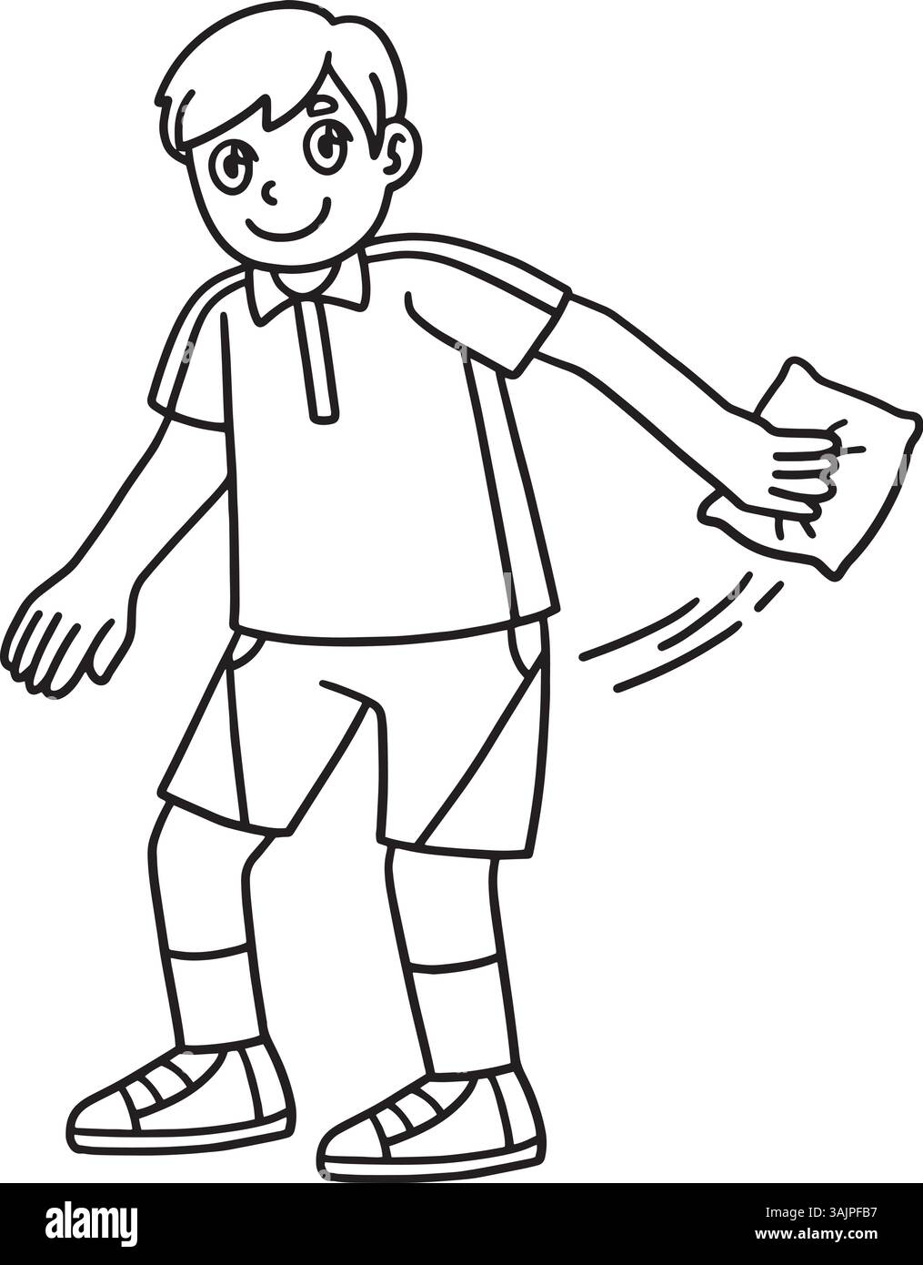 Cornhole Boy Throwing Bag Isolated Coloring Page Stock Vector Image ...