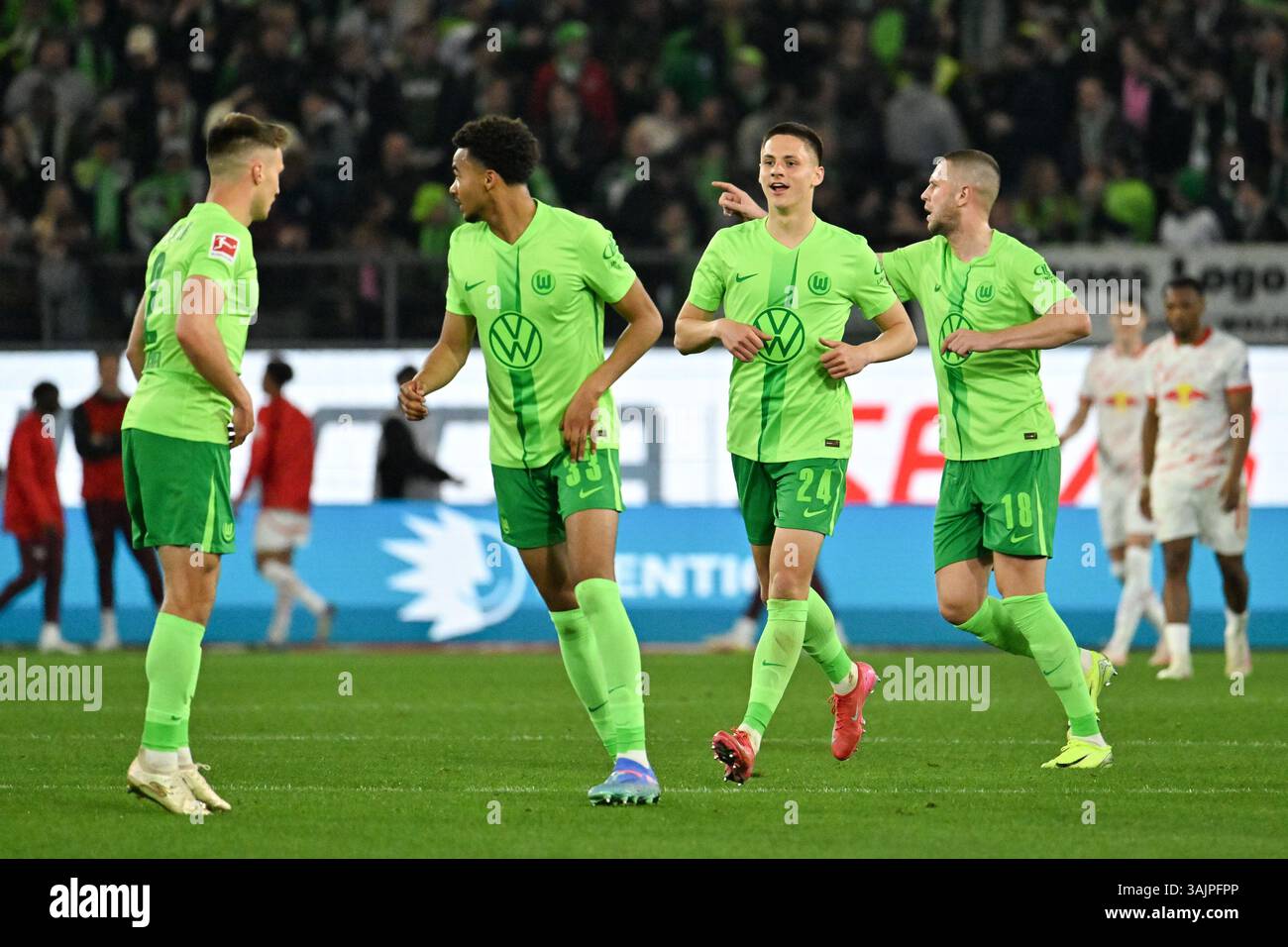 Wolfsburg, Germany. 11th Apr, 2025. Soccer, Bundesliga, VfL Wolfsburg ...