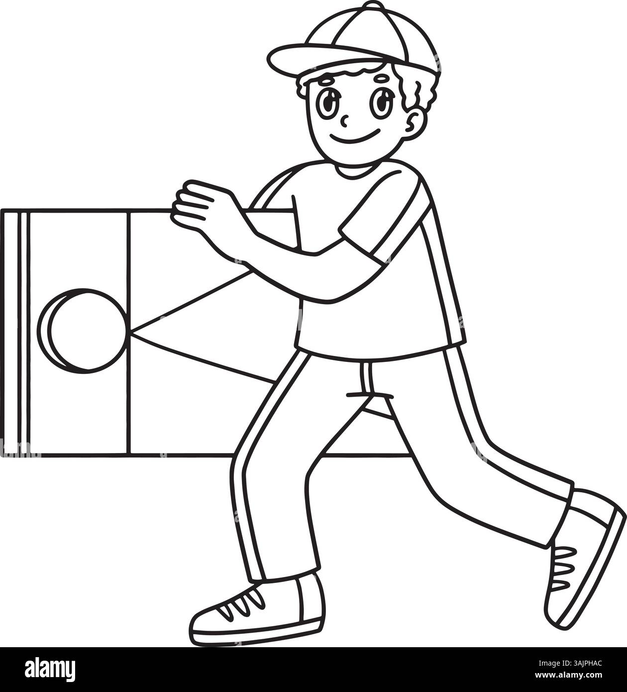 Cornhole Boy Carrying Board Isolated Coloring Page Stock Vector Image ...