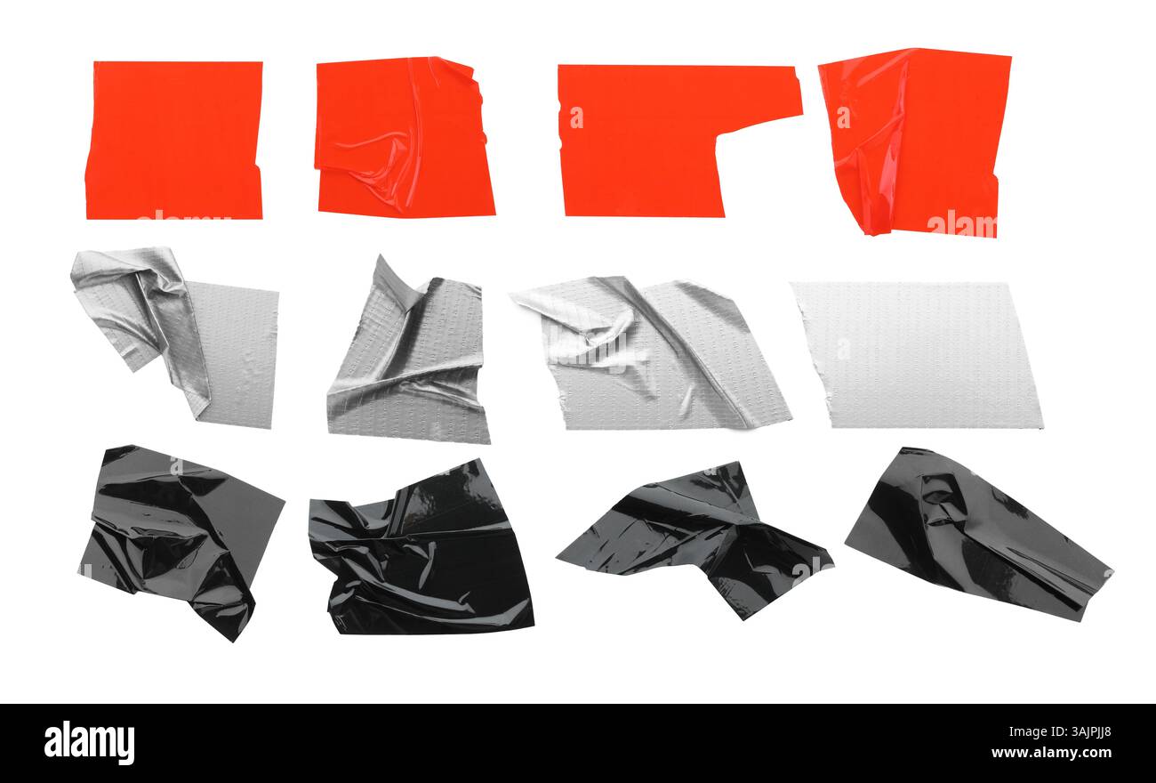 Pieces of different adhesive tapes isolated on white, set Stock Photo ...