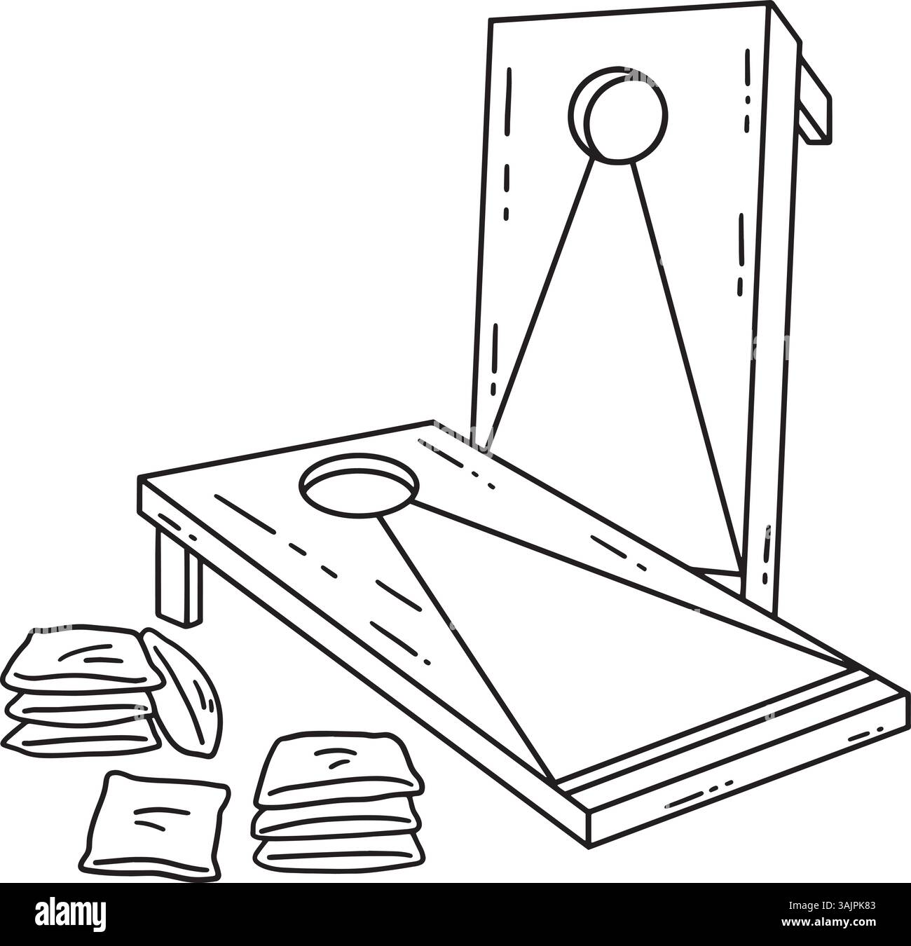 Cornhole Board and Bags Isolated Coloring Page Stock Vector Image & Art ...