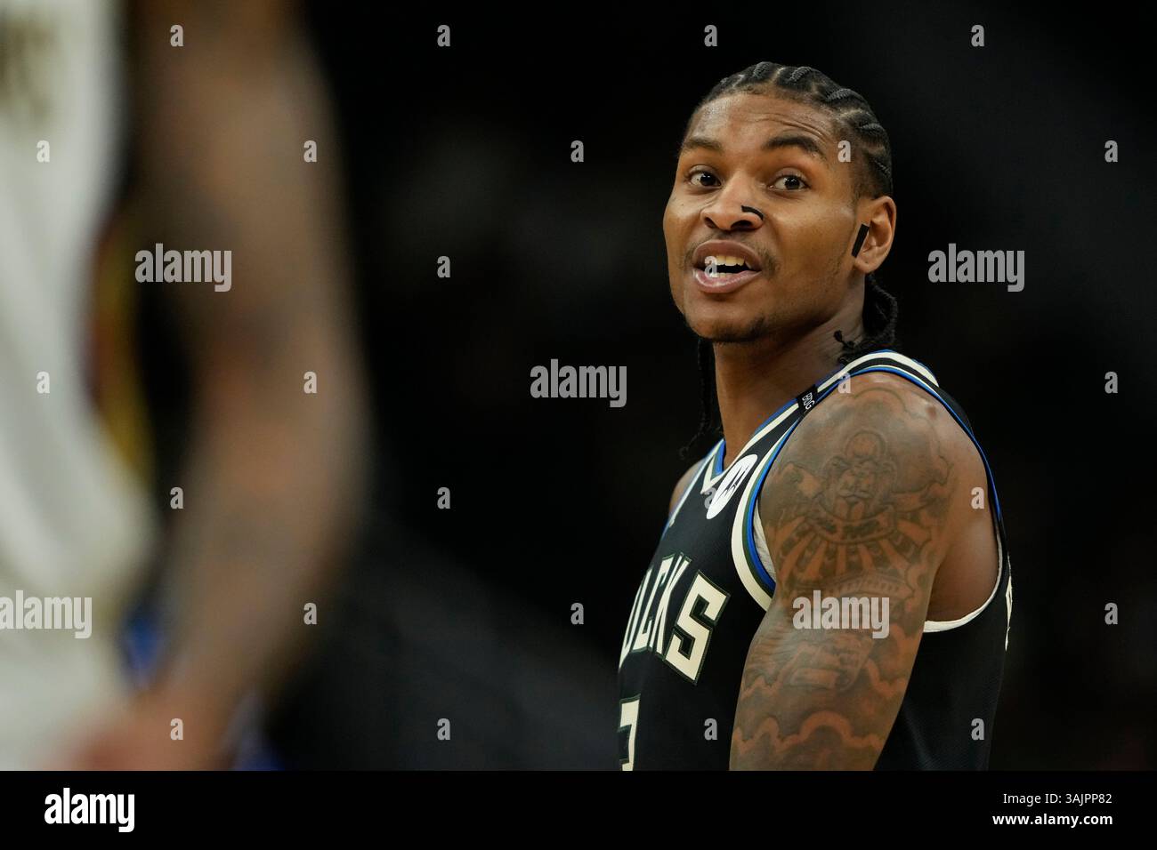 during the second half of an NBA basketball game Thursday, April 10 ...