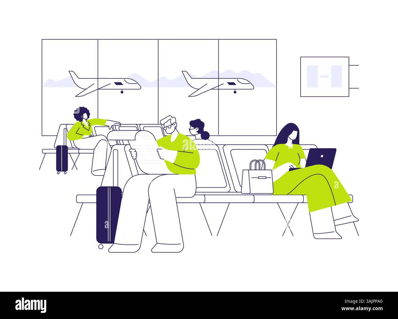 Airport waiting area abstract concept vector illustration Stock Vector ...