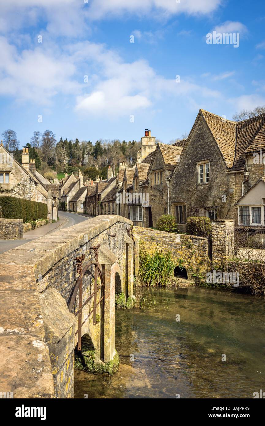 The charming Cotswolds village of Castle Combe in Wiltshire Stock Photo ...
