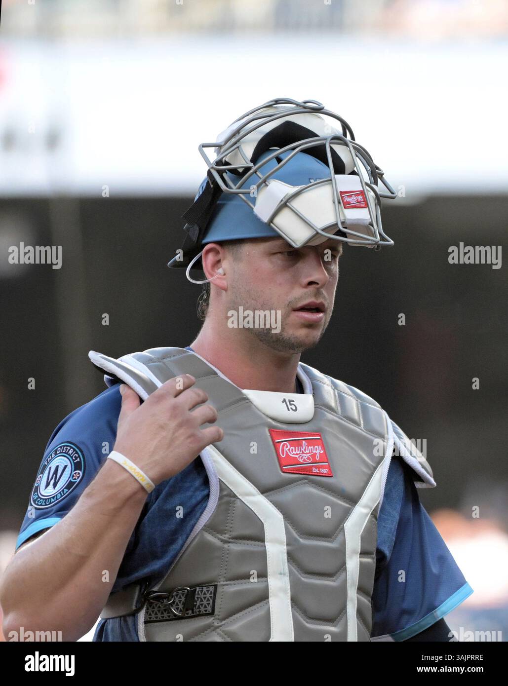 WASHINGTON, DC - APRIL 06: Washington Nationals catcher Riley Adams (15 ...