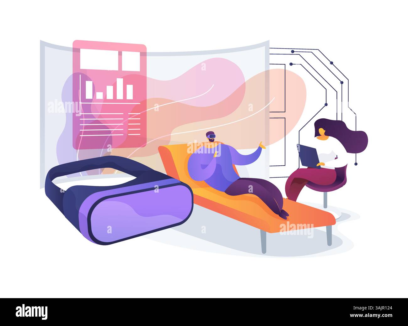 AI Virtual Reality Therapy abstract concept vector illustration Stock ...
