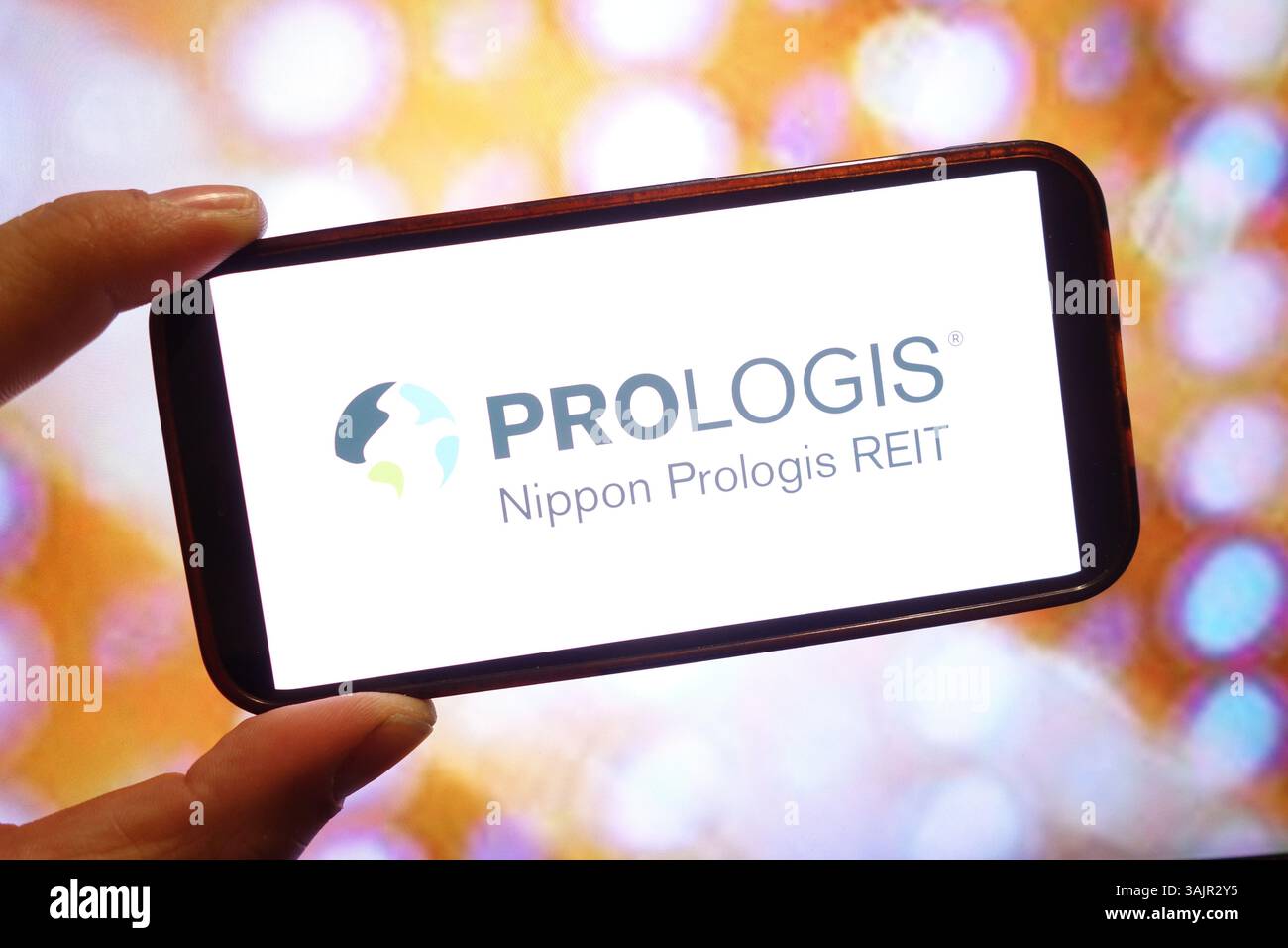In this photo illustration, the Nippon Prologis REIT company logo is ...