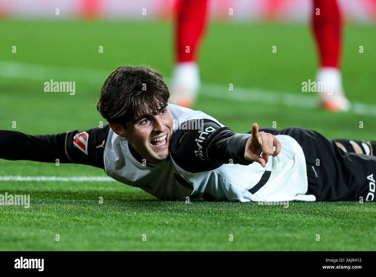 Javi Guerra of Valencia CF celebrates a goal during the Spanish league ...