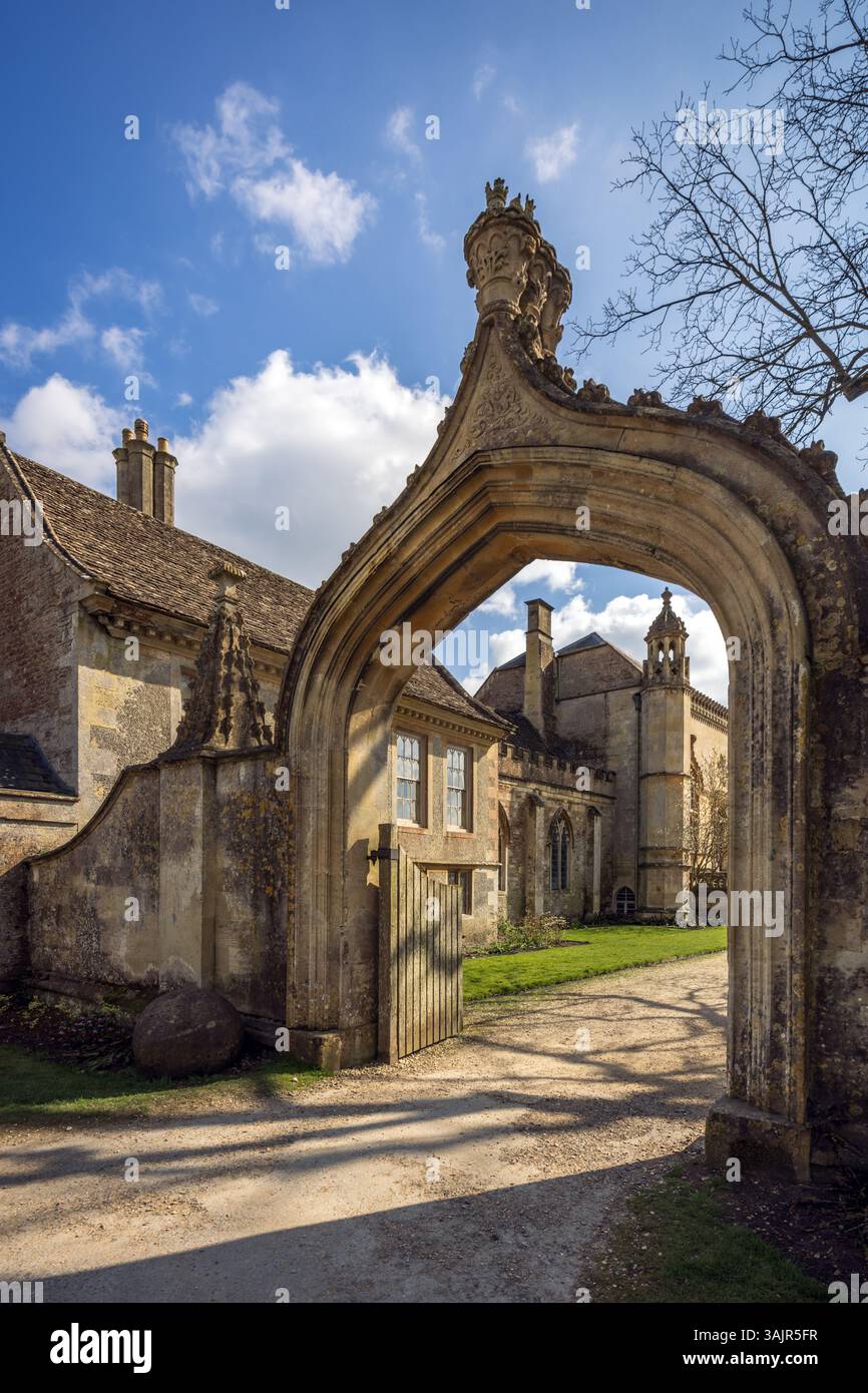 The historic 13th century Lacock abbey in the village of Lacock ...