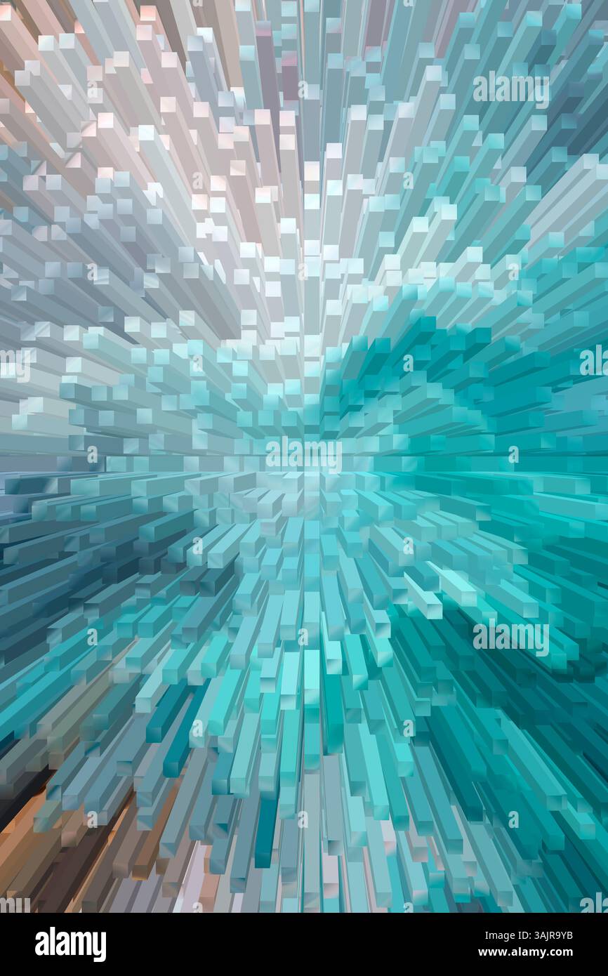 Dynamic 3D turquoise blocks in explosive abstract design. Futuristic ...