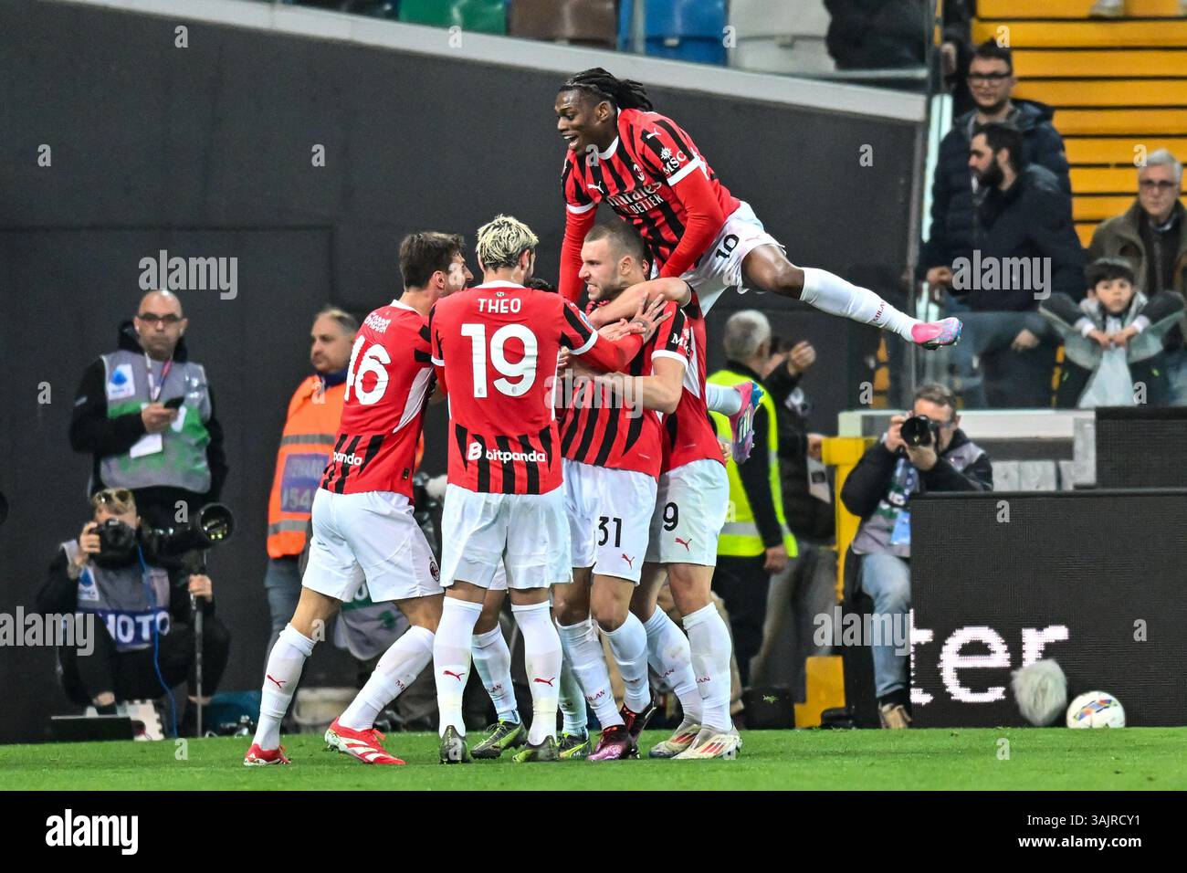 Milan's Strahinja Pavlovic celebrates after scoring a goal during ...