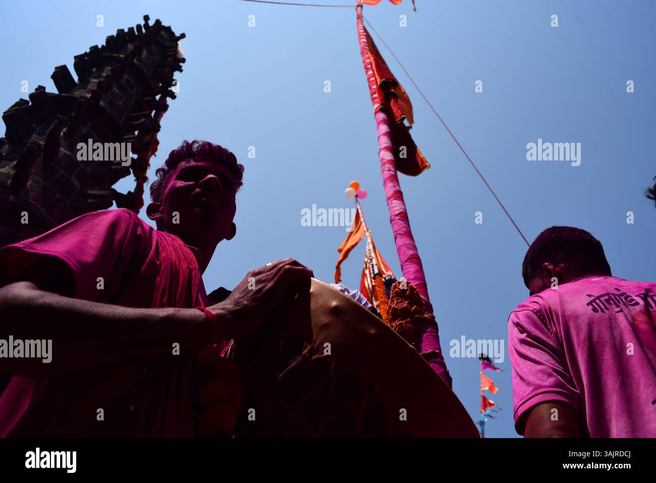 A boy seen playing traditional instrument as Sasan Kathis gather at one ...
