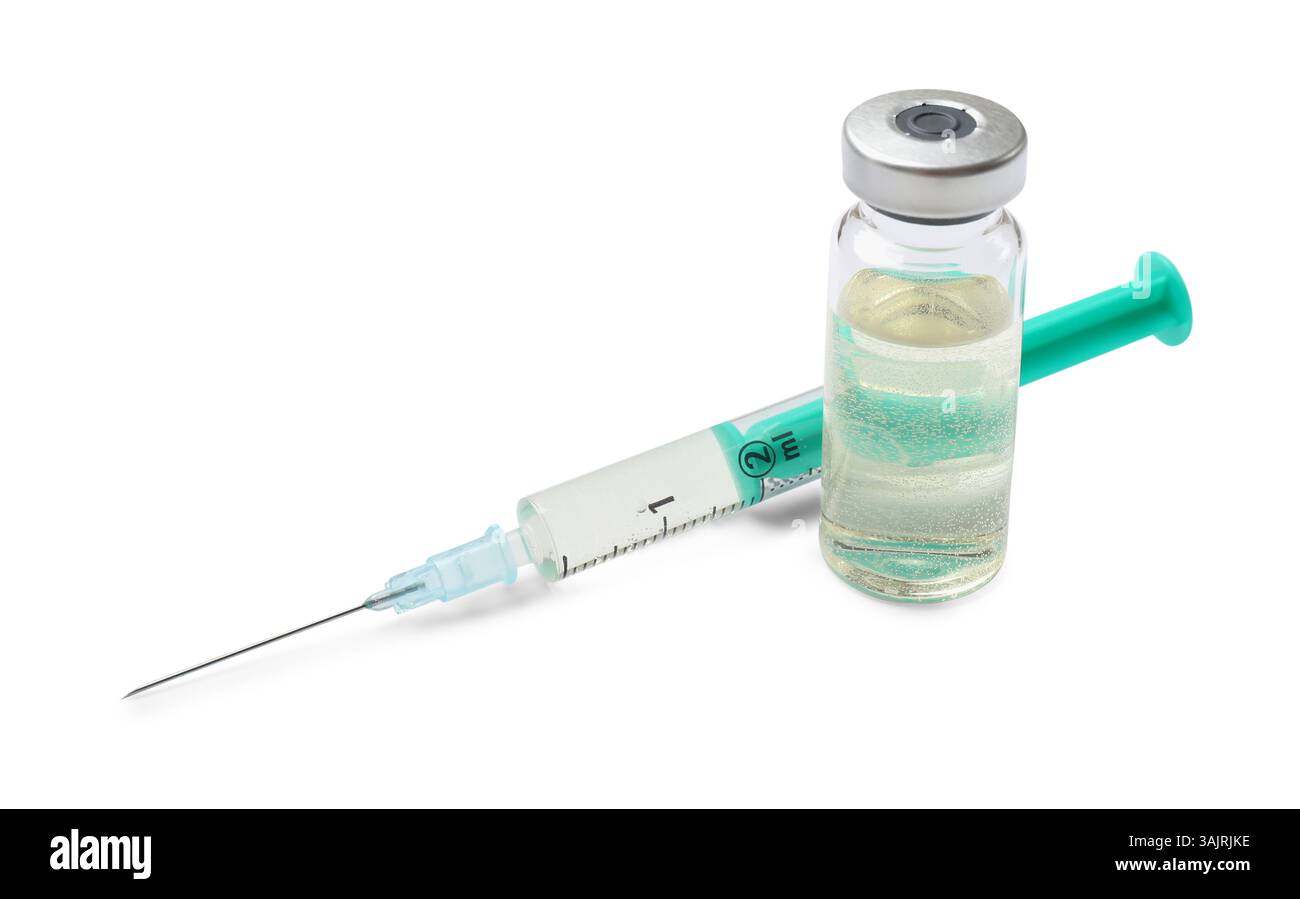 Hepatitis vaccine in glass vial and syringe isolated on white Stock Photo - Alamy