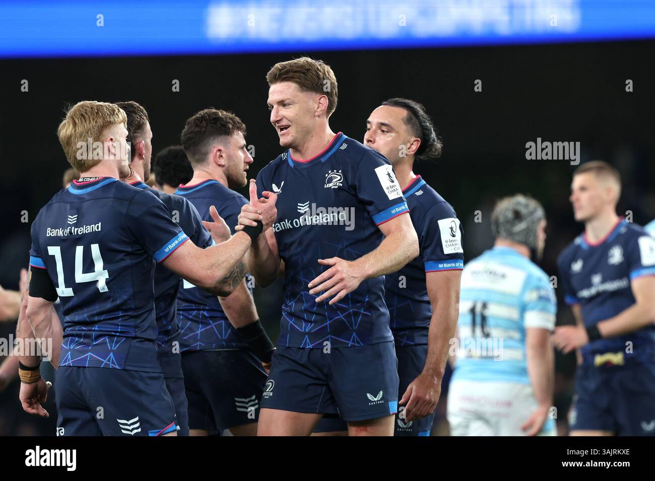 Leinster's Tommy O'Brien and Jordie Barrett celebrate following the ...