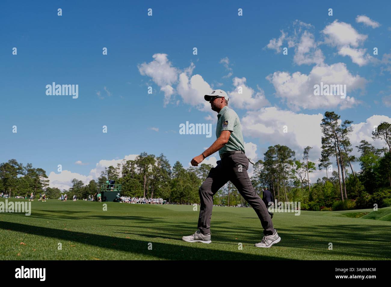 Corey Conners, of Canada, walks to the tee on the 14th hole during the ...