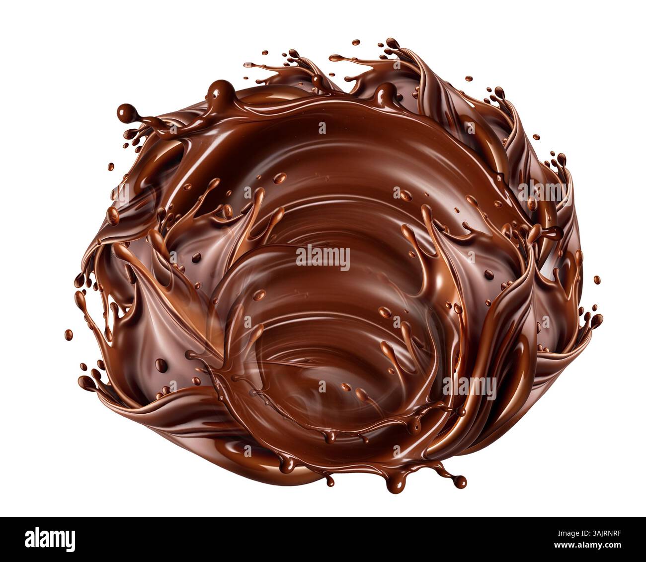 Sweet milk chocolate splash with drops, bubbles and blots. Melting ...