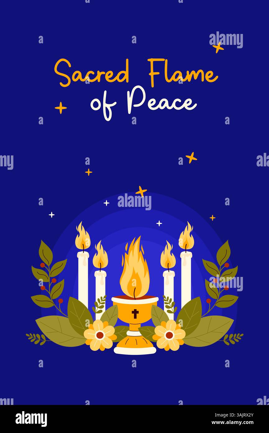 Religion Poster. Sacred Flame of Peace. Spiritual Life with Church ...