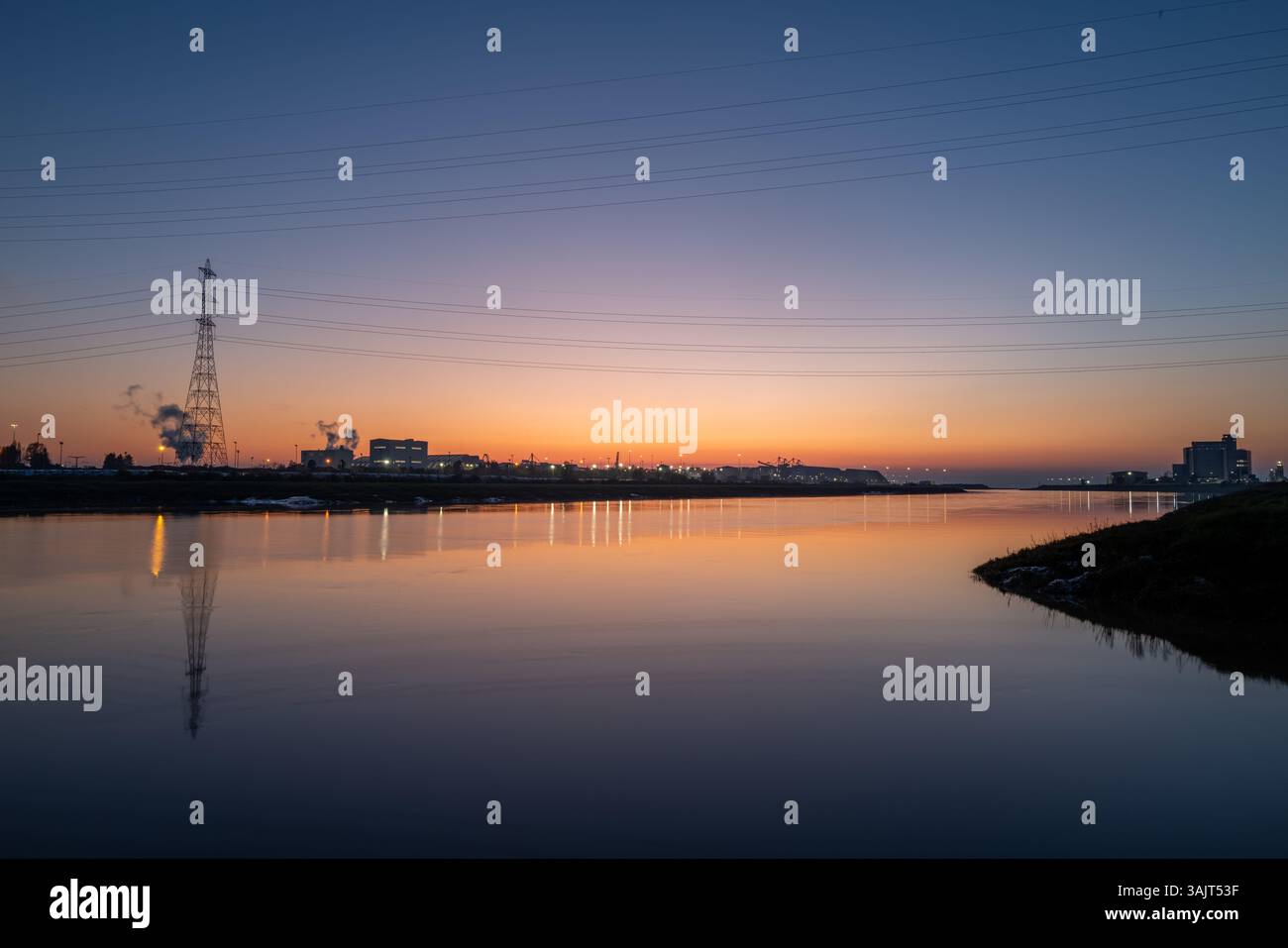 sunset on the river Avon looking towards Portbury docks ,Bristol UK ...