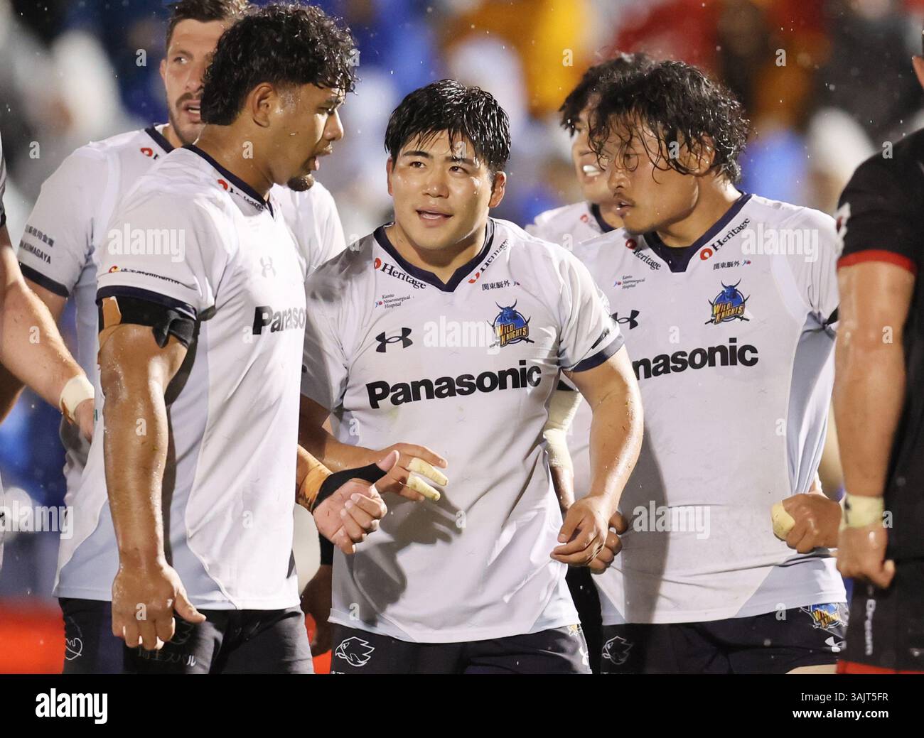 Tokyo, Japan. 11th Apr, 2025. Saitama Panasonic Wild Knights front row ...