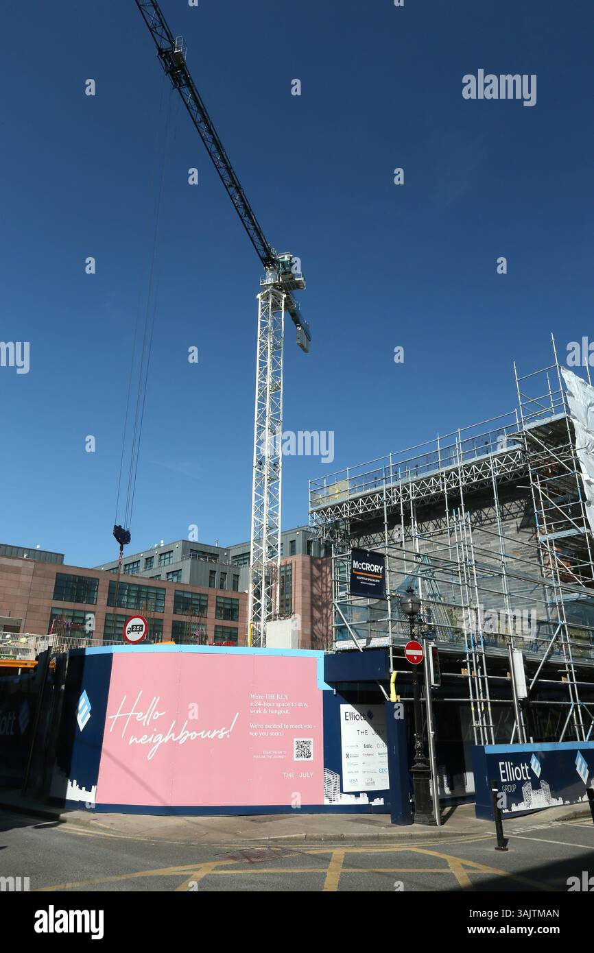 Dublin, Ireland - 11th April 2025 - A construction site with crane on ...