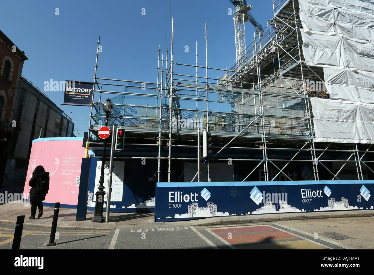 Dublin, Ireland - 11th April 2025 - A construction site with crane on ...