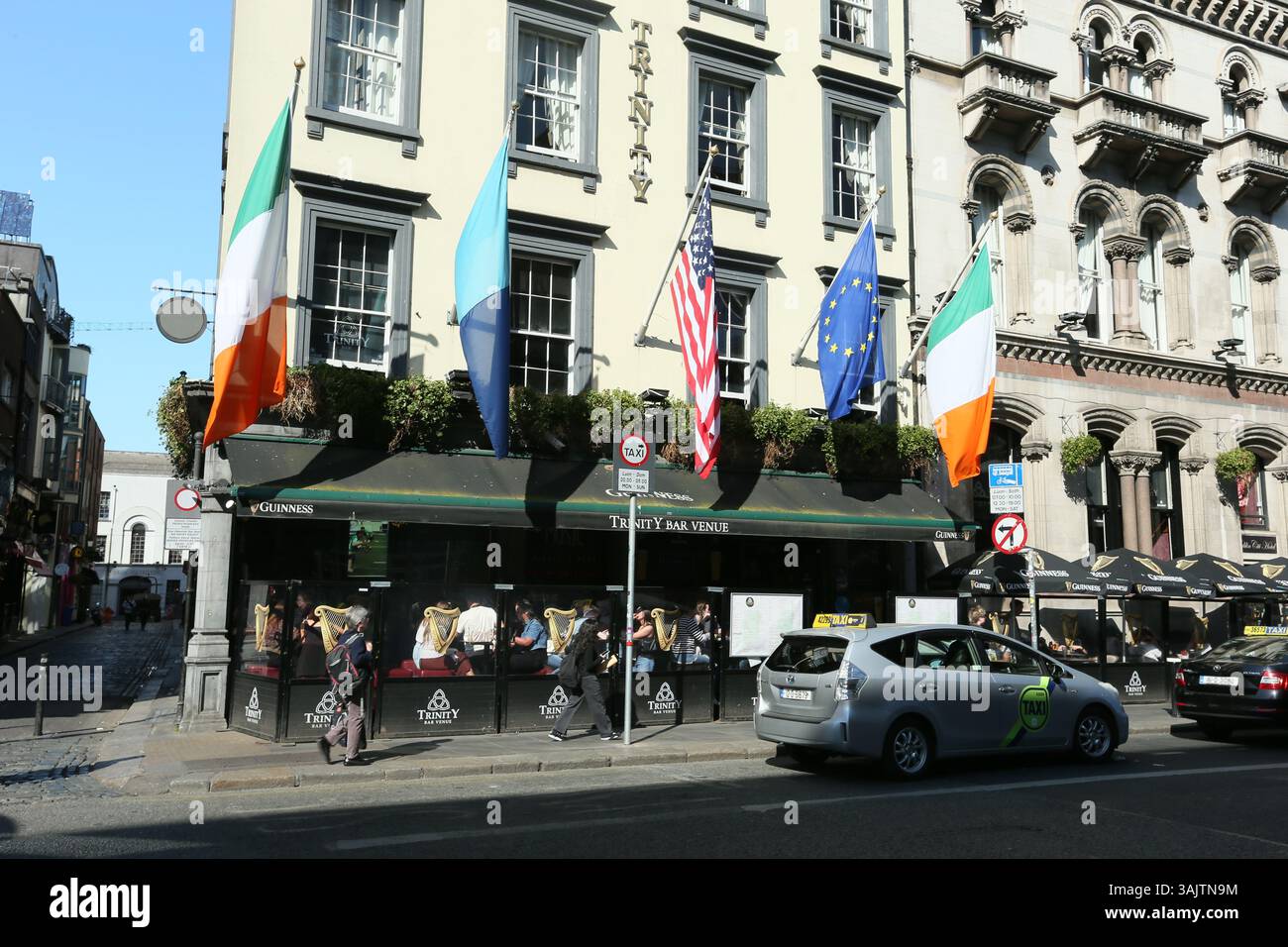 Dublin, Ireland - 11th April 2025 - A street view of the Trinity Bar ...