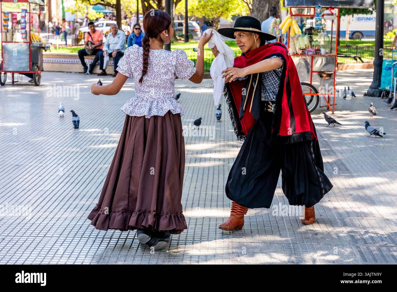 Young People In Costume Dancing In The Plaza 9 De Julio, Salta, Salta ...
