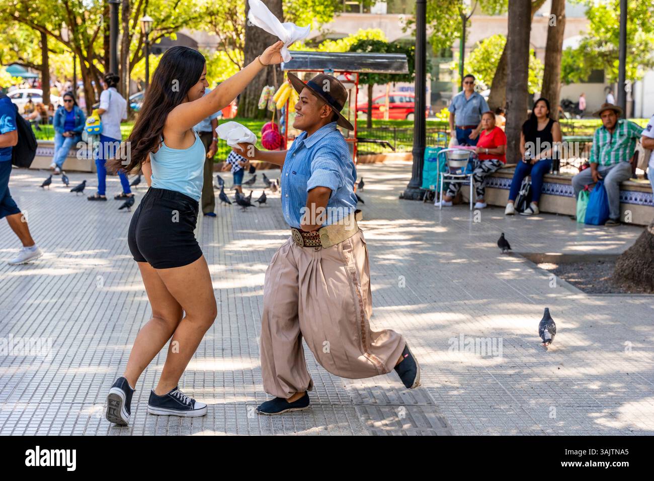 Young People In Costume Dancing In The Plaza 9 De Julio, Salta, Salta ...