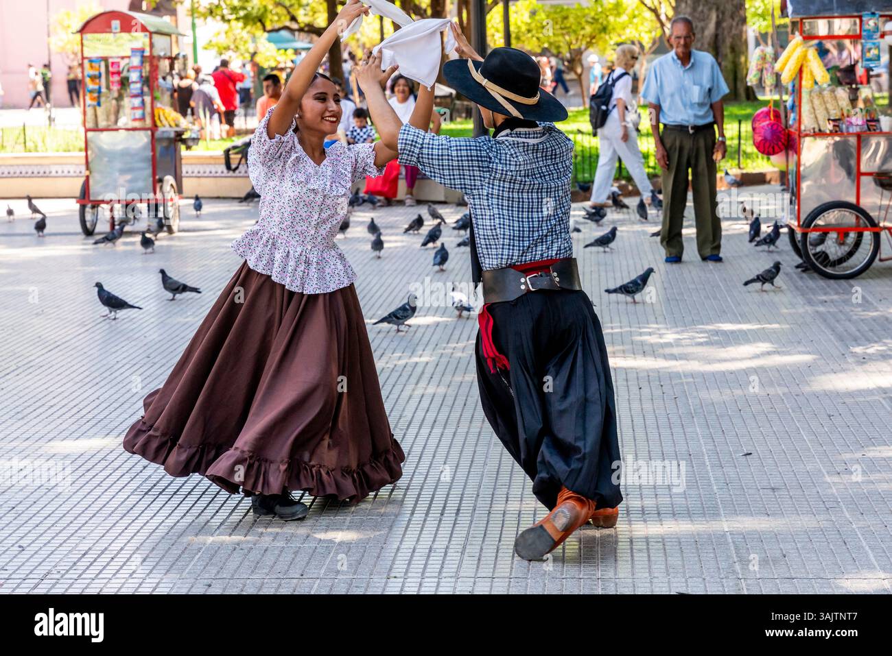 Young People In Costume Dancing In The Plaza 9 De Julio, Salta, Salta ...