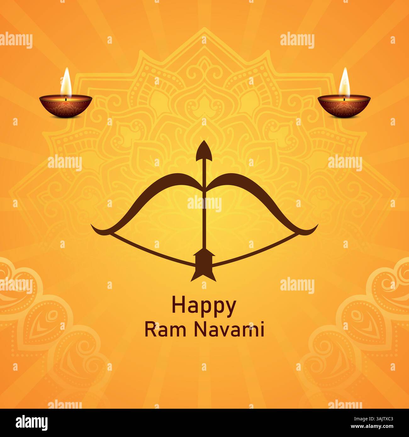 Happy Ram Navami , featuring Lord Rama with a bow and arrow vector ...