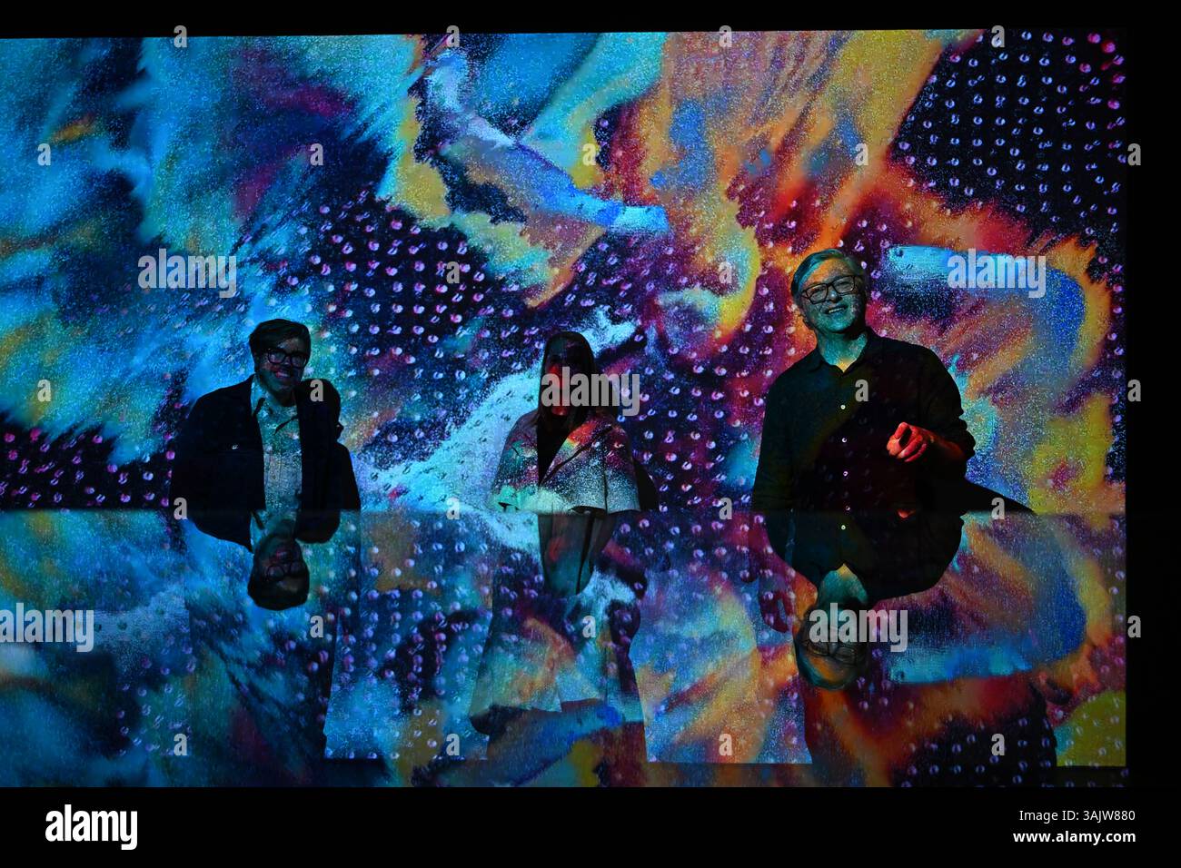 Curators Eryk Salvaggio, Emily Siddons and Joel Stern during a preview ...