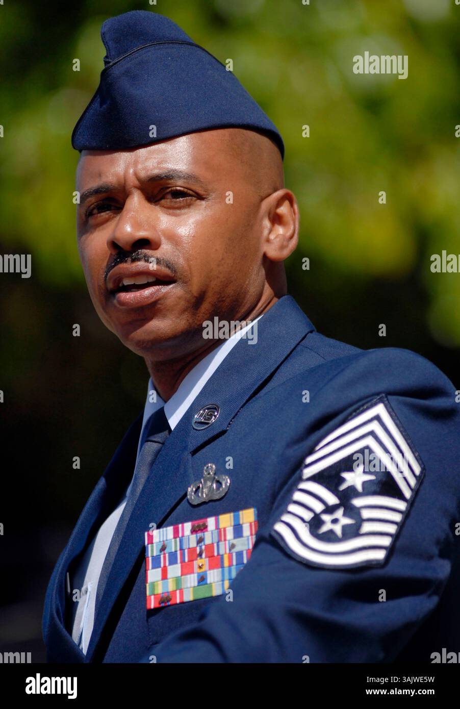 US Air Force Command Chief Master Sergeant Michael Williams delivers ...