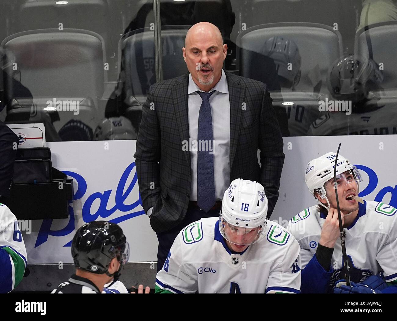 Vancouver Canucks head coach Rick Tocchet in the first period of an NHL ...