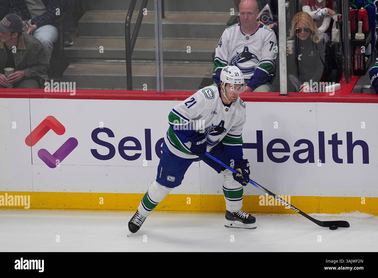 Vancouver Canucks left wing Nils Hoglander (21) in the first period of ...