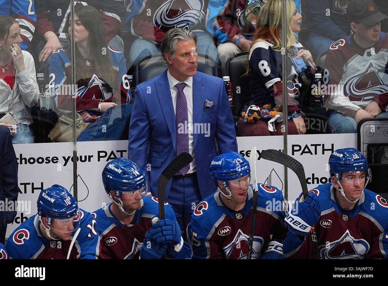 Colorado Avalanche head coach Jared Bednar () in the third period of an ...