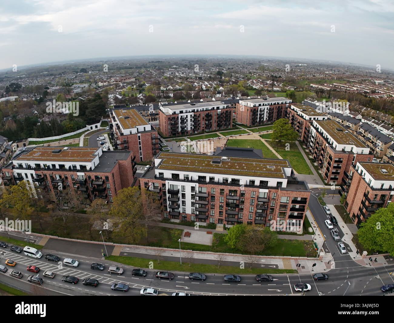 Dublin, Ireland - 4th April 2025 - Aerial view of Two Oaks housing ...
