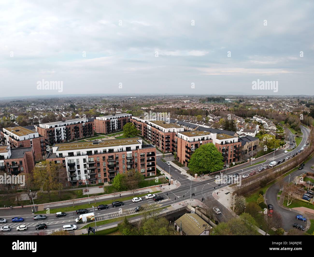Dublin, Ireland - 4th April 2025 - Aerial view of Two Oaks housing ...