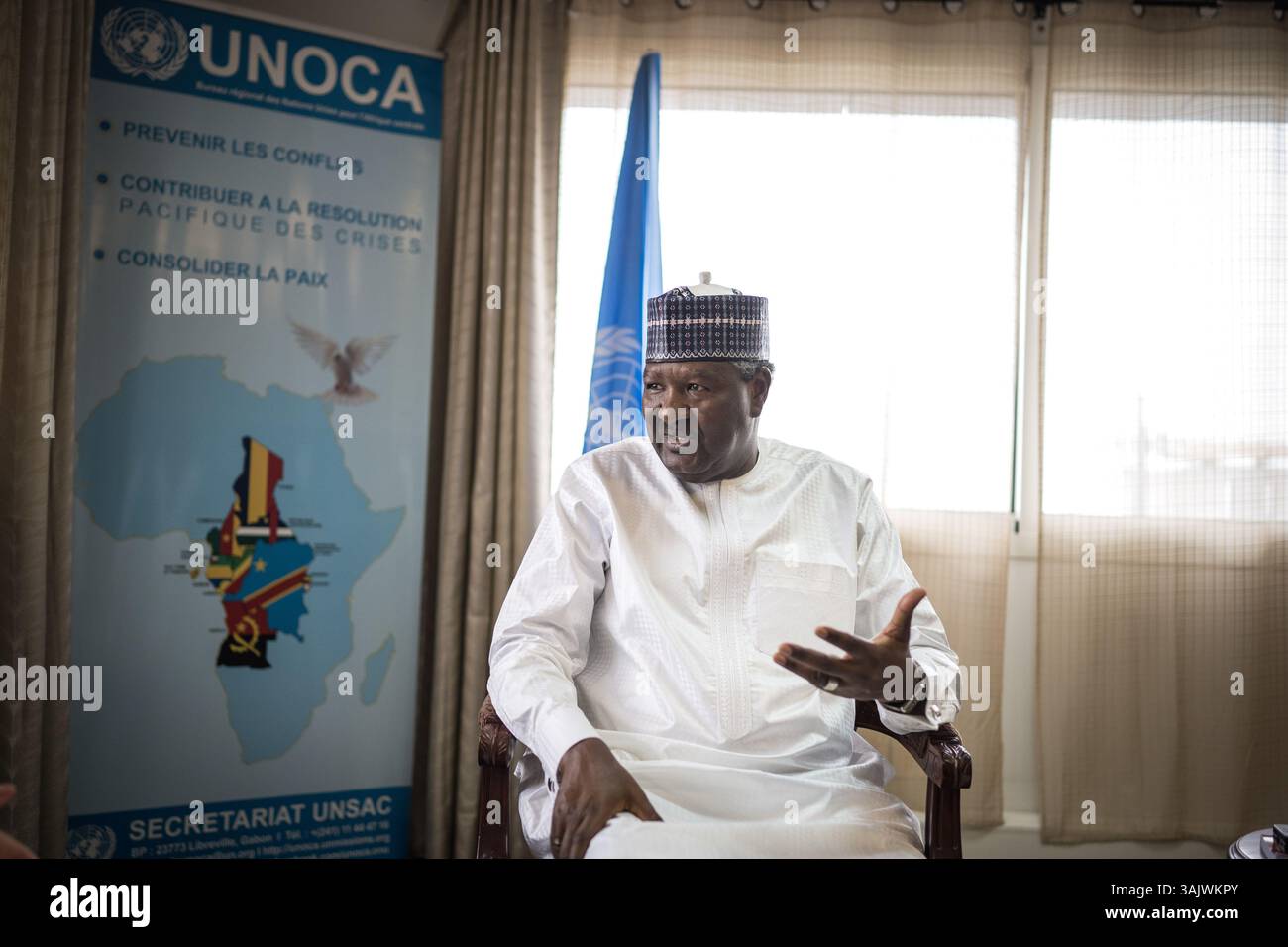 Libreville, Gabon. 11th Apr, 2025. Abdou Abarry, UN secretary-general's special representative ...