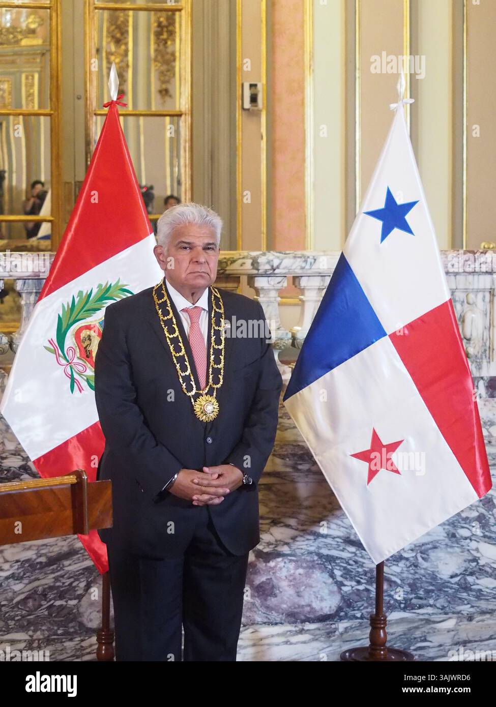 Lima, Peru. 11th Apr, 2025. The President of Panama, Jose Raul Mulino ...